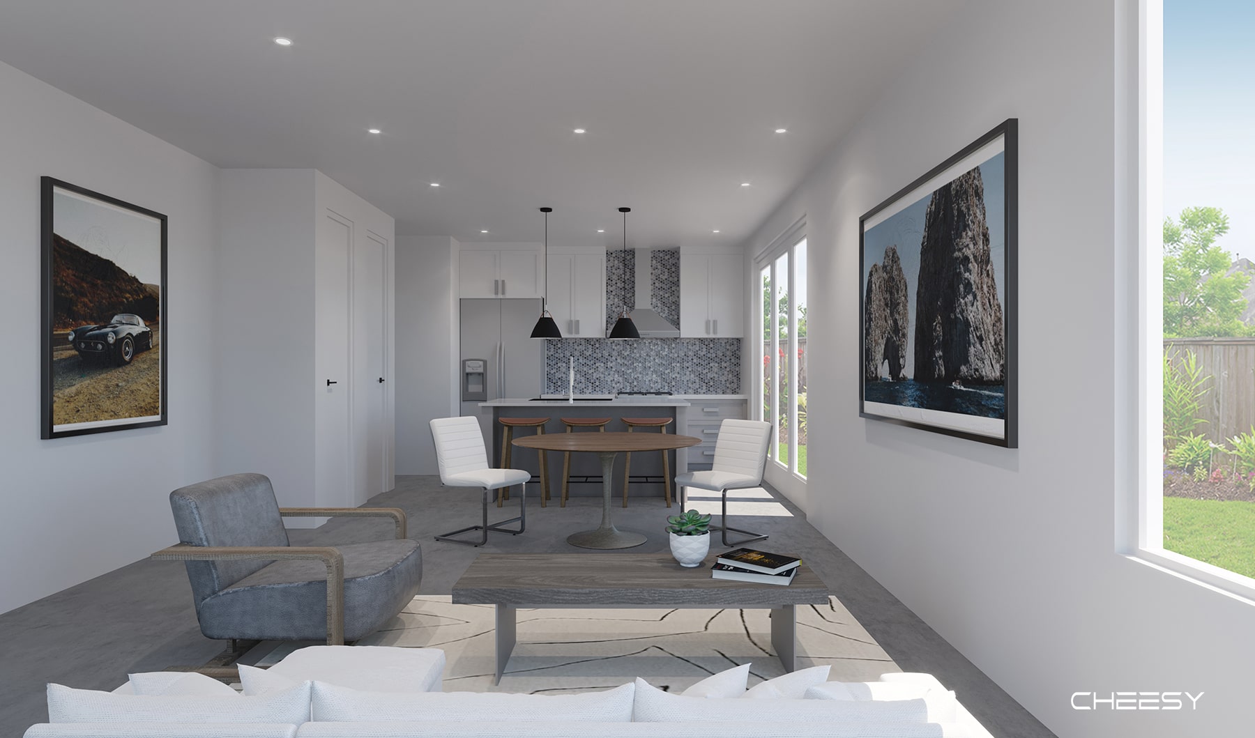 living : 3D interior living room rendering Projects