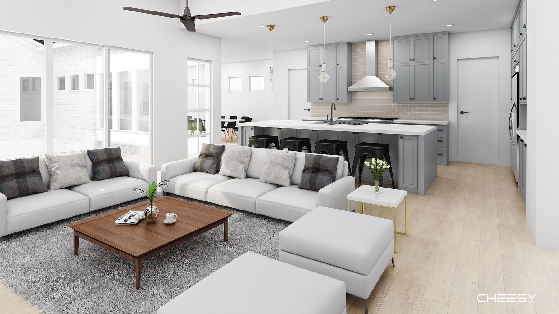 Kitchen : 3D Kitchen Interior Rendering Projects